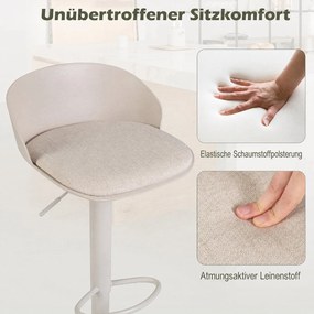 Costway Sada 2 otočných výškově nastavitelných barových stoliček, béžová