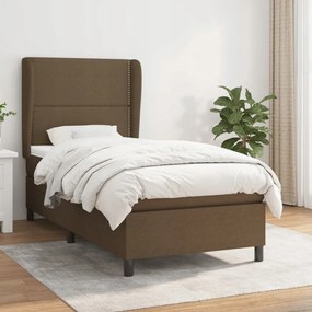 Box Spring Postel S Matrací Textil Tmavě Hnědá Hladké s hřebíky 80 x 200