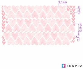 INSPIO Dětské samolepky na zeď - Růžové samolepicí srdíčka