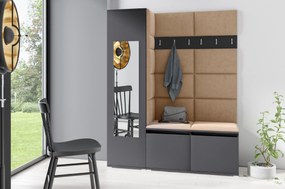 Eka Předsíňová stěna s čalouněnými panely Trinity 14 - Grafit / Béžová 2304