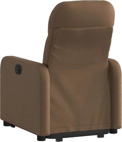 Elektrické zvedací polohovací křeslo hnědé textil 3206817