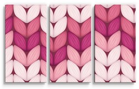 Sablio Obraz - 3-dílný Tříbarevné růžové pletení - 120x80 cm