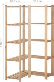 5patrový úložný regál rohový 82,5x82,5x170 cm masivní borovice 327323