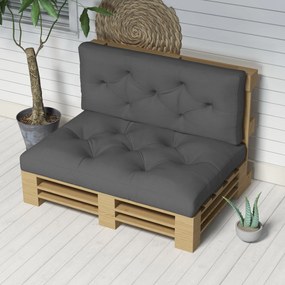 Outsunny 2místný Paletový Polštář 120cm x 80cm x 12cm s UV Ochrannou pro Zahradní Lavici, Tmavě Šedý
