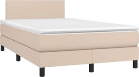 Box spring postel matrace a LED cappuccino 140x190cm umělá kůže