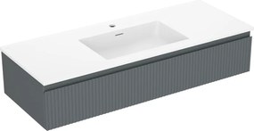 Mexen Rivel, koupelnová skříňka 120 cm s umyvadlem Otis, 1 zásuvka, drážkovaná, grafitová matná/bílá matná, 91A20-12023-1-BF66-W18M0