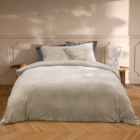 Béžové 3dílné povlečení na dvoulůžko/prodloužené z mikroflanelu 240x220 cm Flanou – douceur d'intérieur