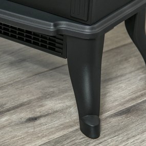HOMCOM elektrický krb kamna s efektem plamene v retro stylu, termostat 750-1500 W, ochrana proti přehřátí, černá
