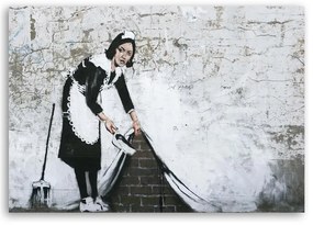 Gario Obraz na plátně Banksy maid - street art mural Rozměry: 60 x 40 cm