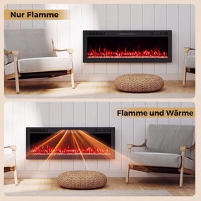 Costway 42" elektrický krb s vytápěním 750 W/1500 W vestavný krb s dálkovým