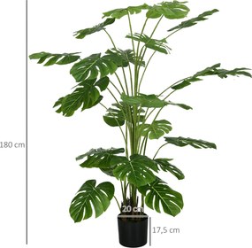 HOMCOM Umělé rostliny, umělá Monstera Deliciosa, 180 cm umělá rostlina s 24 větvemi, pokojová rostlina, umělý strom, rostlinná dekorace do interiéru,…