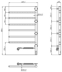 Elektrický otočný sušák na ručníky s term. ARABESQUE 196W/230V 81,8cm IP44 černá