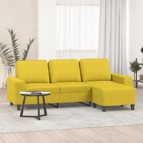 3místná pohovka s podnožkou světle žlutá 180 cm textil 3201156