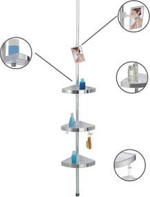 Koupelnová rohová police Premium Edge, 3 úrovně, zrcadlo, teleskopická, WENKO
