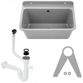 Sink Quality Universe, univerzální plastová výlevka 61x41x30 cm + sifon, 1-komorová, šedá, SKQ-KGLK60-G