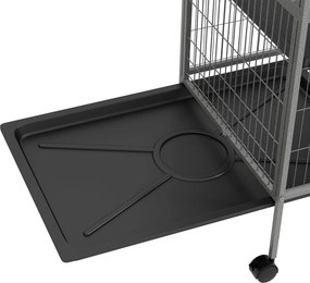 Pawhut Multifunkční klec pro hlodavce se 4 platformami, 3 rampami a 4 dvířky, rozměry 80L x 52W x 159H cm, šedá, stříbrná, černá, ocel