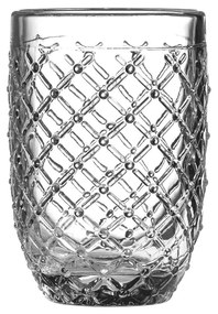 PremierHousewares Set sklenic na vodu Knit Mixer 6 kusů, kouřové sklo, broušený motiv, 410 ml