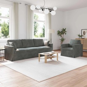 Set pohovek 2 ks Tmavě šedá samet 3407626