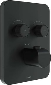Ravak Flat - Termostatická baterie pod omítku FL 063.20BLM.O2.RB072, pro 2 spotřebiče, matná černá X070748