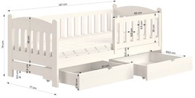 Dřevěná dětská postel Alvins DP 002 - grafit, 70x140
