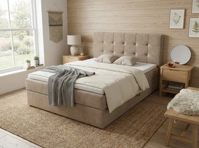 Čalouněná postel boxspring DIRELIS TRINITY160x200 cm béžová Matrace: Matrace Bonell pružinová