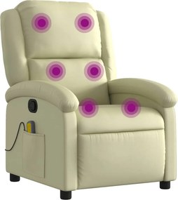 Masážní polohovací křeslo krémové, pravá kůže 3205472