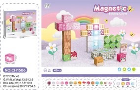 Magnetická stavebnice MAGNETIC Pohádkové městečko, 48 dílků