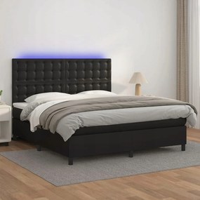 Fionshop 264251820 Box spring postel s matrací a Led černá 160x200 cm umě