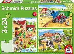 SCHMIDT Puzzle Na farmě / 3x24 dílků / 26,3 x 17,8 cm