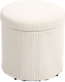HOMCOM Kulatý úložný ottoman s víkem, čalouněný měkkým sametem, odnímatelné víko pro chodbu, ložnici nebo obývací pokoj Ø40x41 cm Beige | Aosom