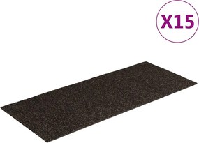 Schodové rohože samolepicí 15 ks 60 x 25 cm tmavě hnědé obdélníkové 326919