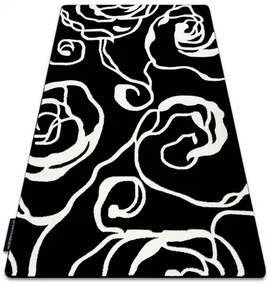 koberec HAMPTON Rosa růže, květiny černý velikost 160x220 cm | krásné koberce cz