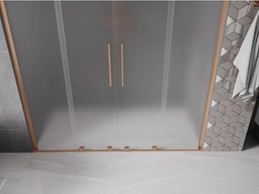 Mexen Velar L Duo, posuvné sprchové dveře do otvoru 180 cm, 8mm sklo námraza, měděná matná, 871-180-003-32-65