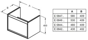 Ideal Standard Connect Air Skříňka pod umyvadlo Cube 55 cm, 480x409x400 mm E0844B2