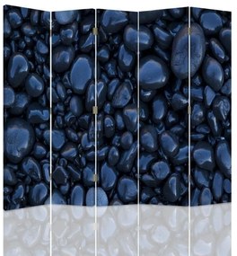 Ozdobný paraván Zen Stones Blue - 180x170 cm, pětidílný, obustranný paraván 360°