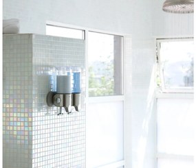Dávkovač mýdla a šamponu Simplehuman na zeď, nerez – 2x 444ml