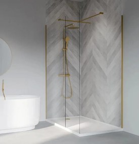 Erga Paris, sprchová zástěna Walk-In 50x200 cm, 8mm čiré sklo, zlatý matný profil, ERG-V02-PARIS-050x200-CL-GB