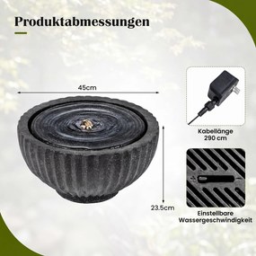 Costway Zahradní fontána Kulatá fontána s LED osvětlením Malá terasová fontána