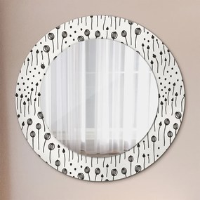 Kulaté dekorativní zrcadlo Květinová kresba fi 50 cm