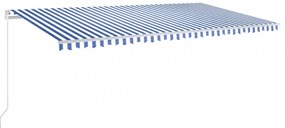 Ručně zatahovací markýza 600x300 cm Dekorhome Bílá / modrá