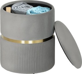 HOMCOM kulatý sametový úložný taburet s odnímatelným víkem — 36.1 × 36.1 × 43.9 cm, světle šedý | Aosom