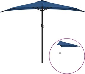 Slunečník na balkon hliníková tyč modrý 300x155x223 cm půlkruh 312505