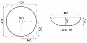 REA-U0267 - Umyvadlo na desku ARTE pr. 40 cm keramika/ornamentální vzor