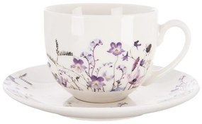 Bílý/fialový porcelánový šálek 280 ml Louka – Orion