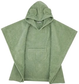 EKO Pončo bavlněné s kapucí a oušky Olive green 75x120 cm
