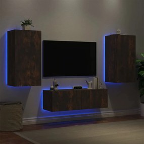 3dílná obývací stěna s LED osvětlením kouřový dub - Default Title