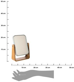 Stolní zrcadlo Natureo, bílá/s dřevěnými prvky