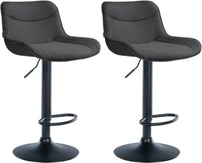 2x Barová židle Vonore - látka, černá - Tmavě šedá
