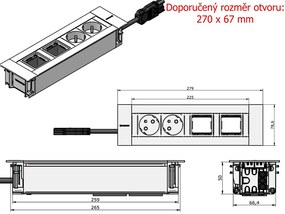 IBConnect Vestavná zásuvka INTRO bílá - různé konfigurace Konfigurace elektrozásuvky: 5x230V + 2xModul