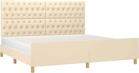 Rám postele s čelem krémový 200x200 cm textil 3125329
